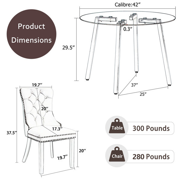 House of Hampton® 5-Piece Round Glass Dining Table Set | Wayfair